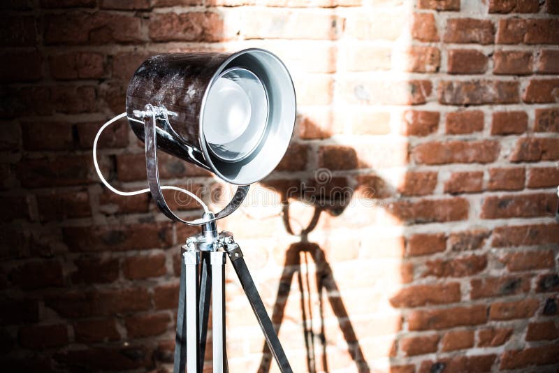 Reflector Lamp Light from the Window, Solar. Brick Wall Stock Photo ...