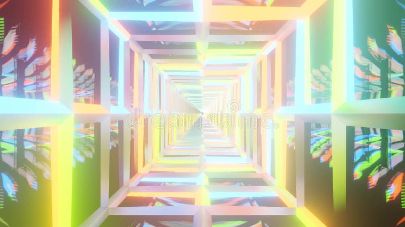 Reflectorized Neon Light Cube 4k Uhd 3d Rendering Vj Loop Stock Video ...