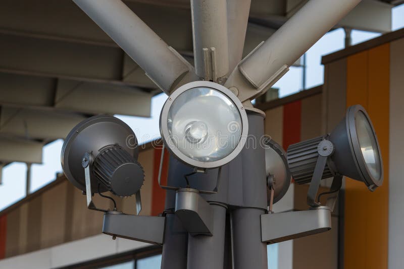 Reflectors on the Column To Illuminate the Space Stock Image - Image of ...