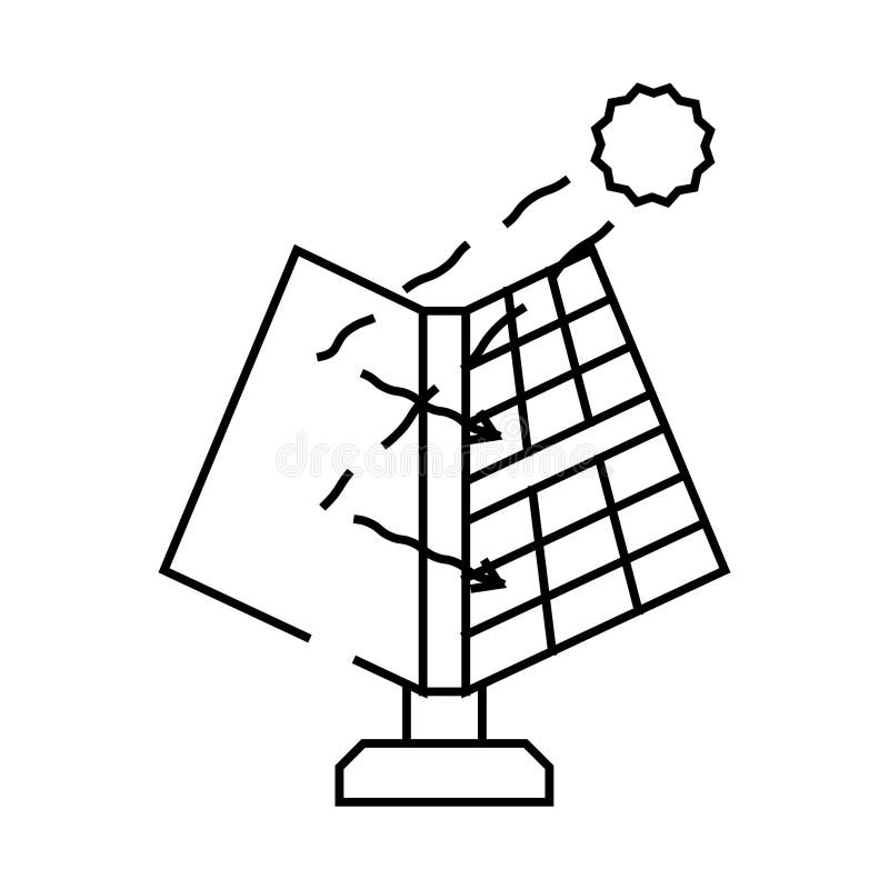 Reflectors Solar Panel Line Icon Vector Illustration Stock Illustration ...