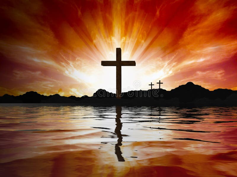Reflejo de la cruz stock de ilustración. Ilustración de rezo - 6223092