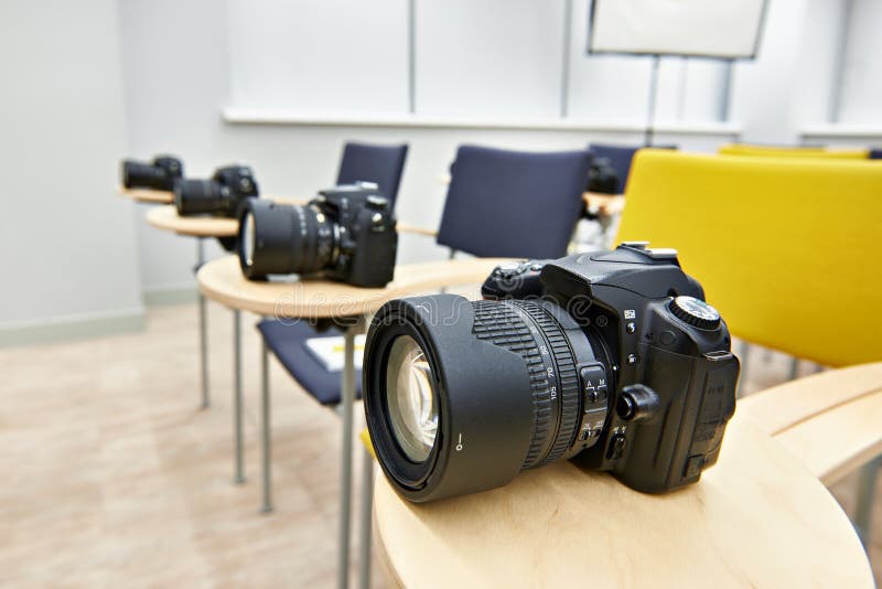 Reflex Digital Camera in Classroom Photoschool Stock Image - Image of ...