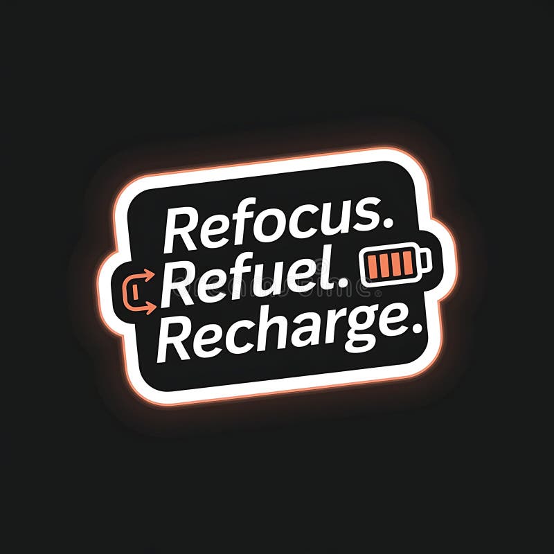Refocus. Refuel. Recharge stock illustration. Illustration of recharge ...