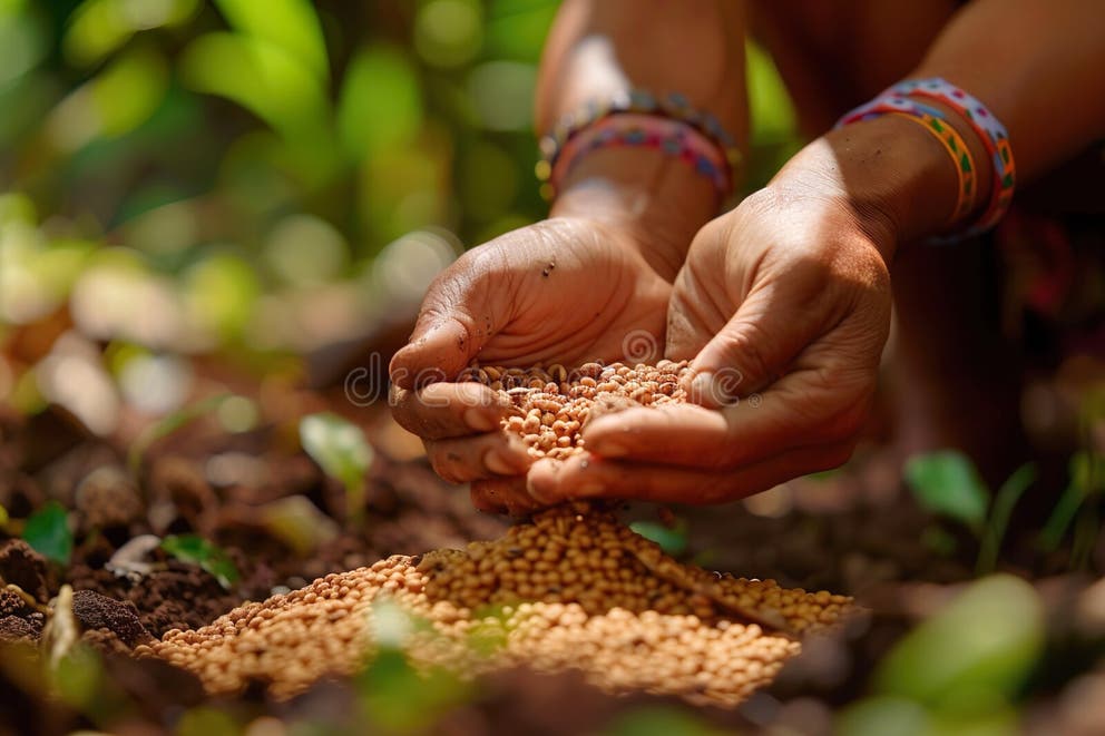 Reforestation in Amazon, Workers Mixing Tree Seeds, Seeds in Workers ...