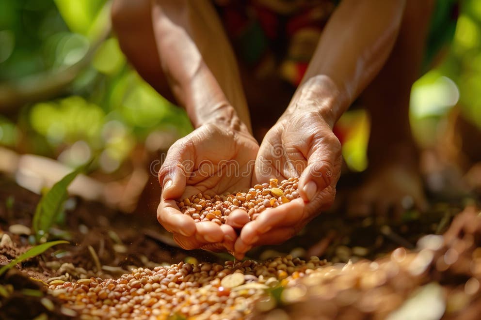 Reforestation in Amazon, Workers Mixing Tree Seeds, Seeds in Workers ...