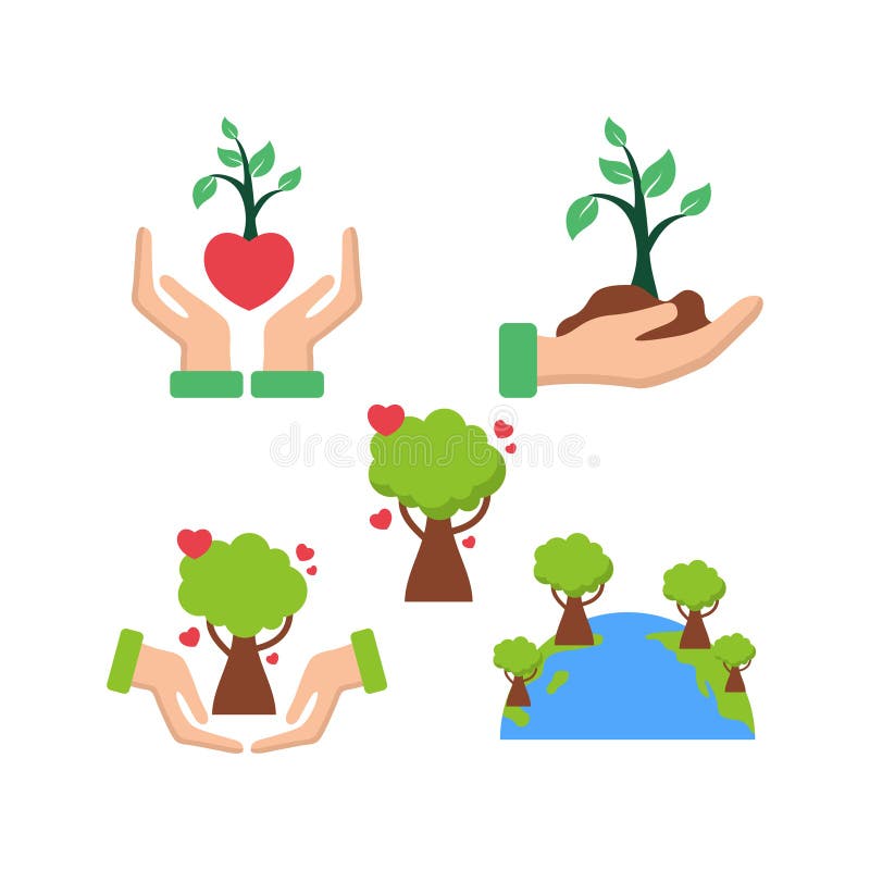 Reforestation Element Vector Flat Design Stock Vector - Illustration of ...