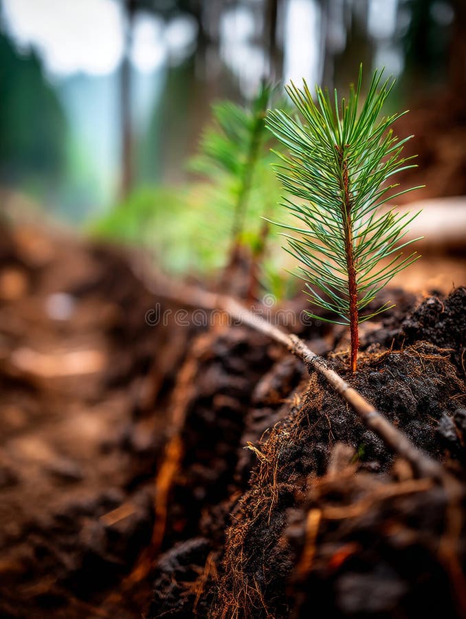 Reforestation Project Concept Stock Illustration - Illustration of ...