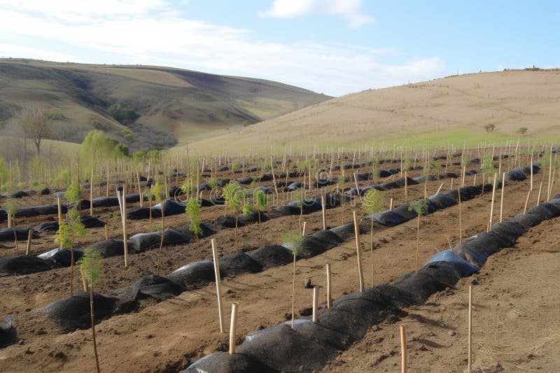 Reforestation Project in Progress, with New Trees Being Planted and ...