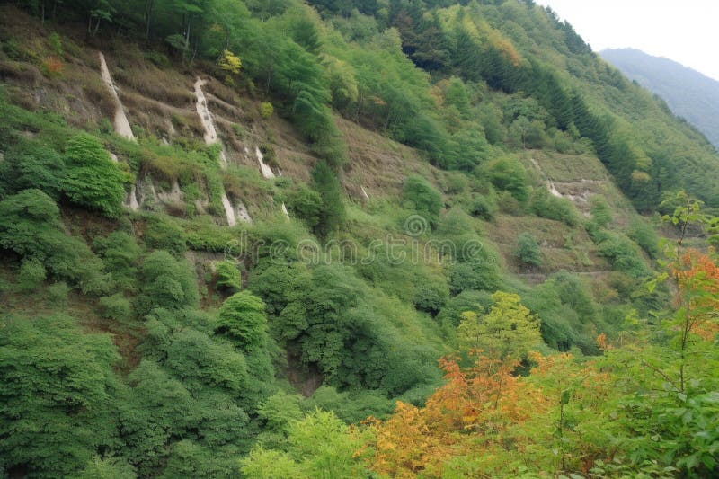 Reforested Mountainside, with Trees and Shrubs Growing in Abundance ...