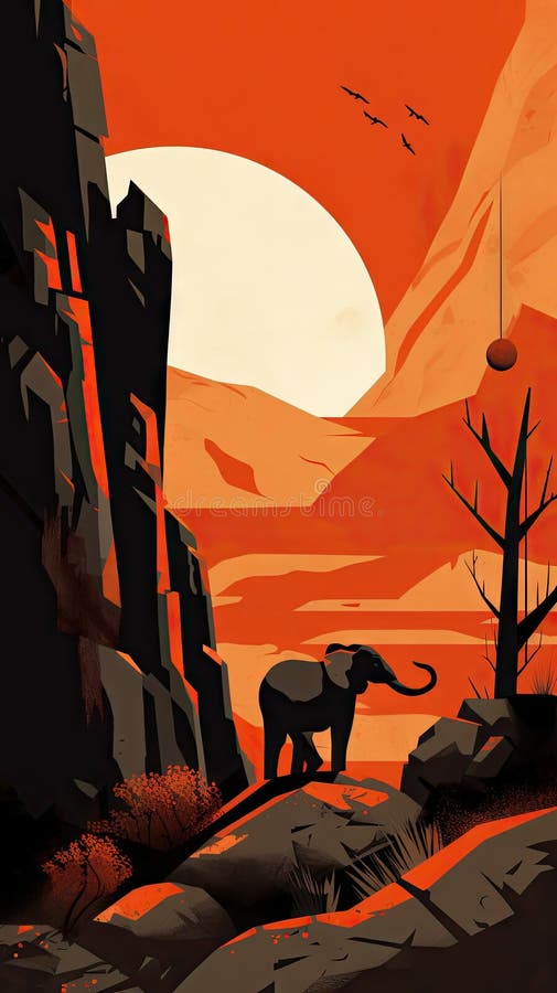 Reformed Wild Elephant Artwork in Grotesque Style. Perfect for Posters ...