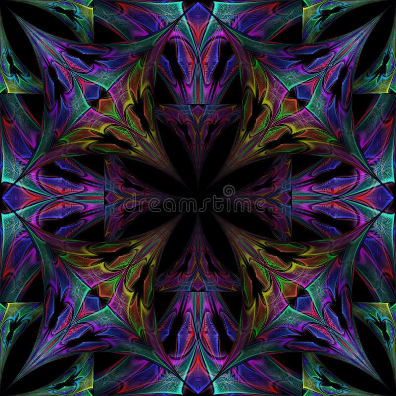 Refract Glowing Glass Kaleidoscope Square Tile Glow Fractal Symmetrical ...