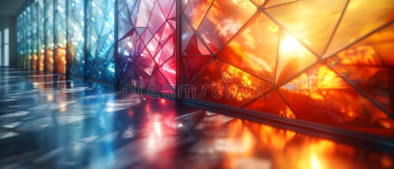Refracted Light Creates Colorful Spectrum Reflections on Geometric ...