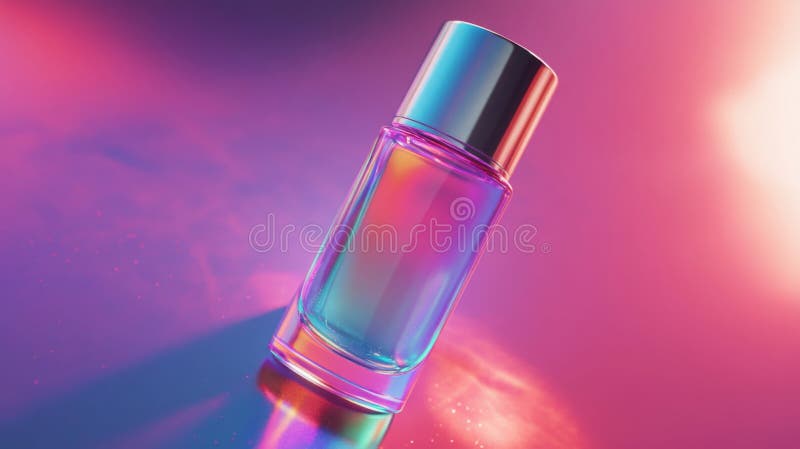 Refracting Perfume Bottle with Iridescent Light and Geometric Design on ...