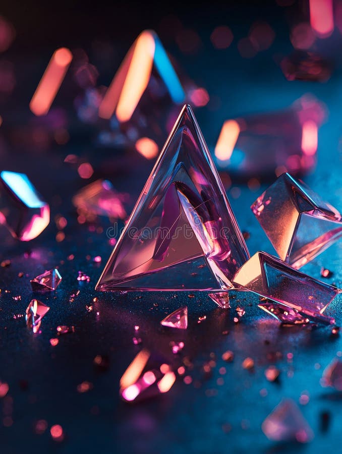 The Refraction of Colored Light through Broken Glass Shards Creates a ...