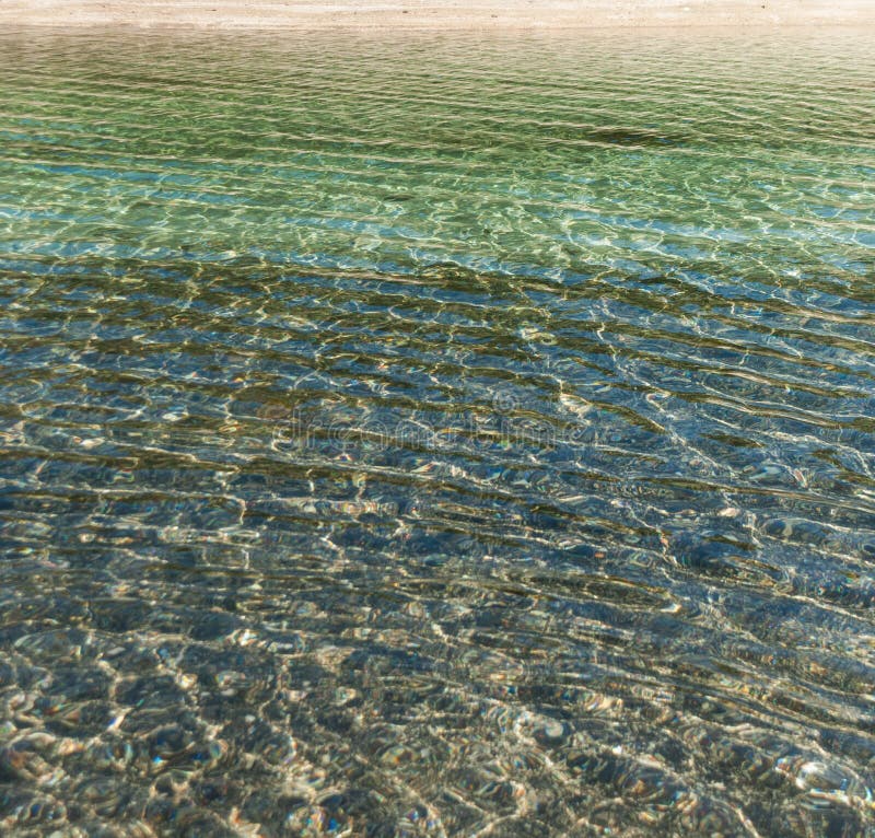 Refraction of Light in Clear Water with Small Waves. Background Stock ...