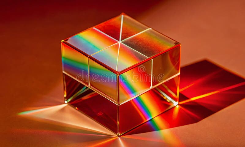 Refraction of Light through a Crystal Clear Cubic Glass Prism Stock ...