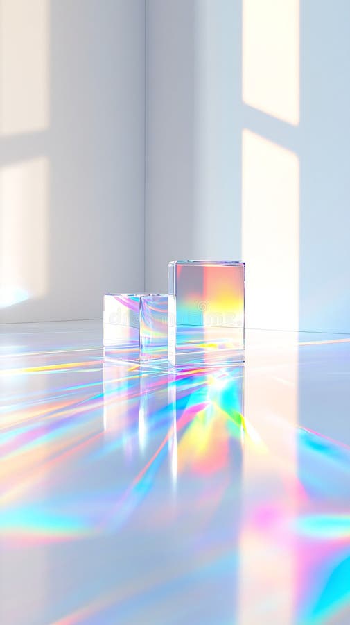Refraction of Light through Glass Cubes Creating a Spectrum on White ...