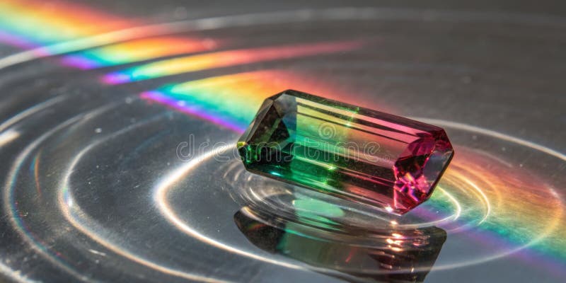 Refraction of Light through a Multicolored Crystal on a Reflective ...