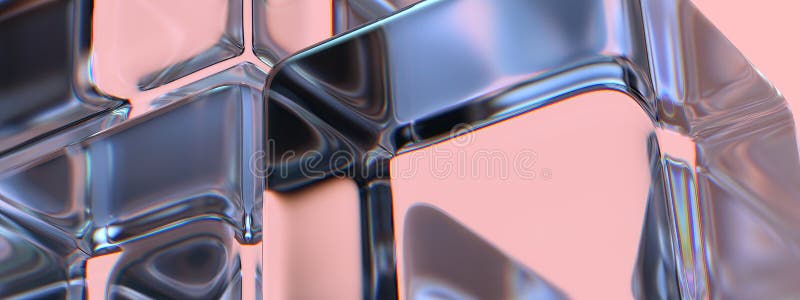 Refraction and Reflection of Pink Background and Crystal Cube Structure ...