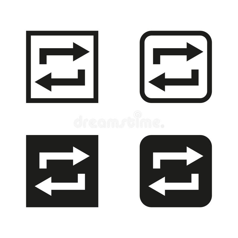 Refresh Arrow Icons. Two-way Arrows Set. Circular Arrow Symbols. Black ...