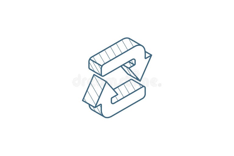 Refresh Arrows Isometric Icon. 3d Line Art Technical Drawing. Editable ...
