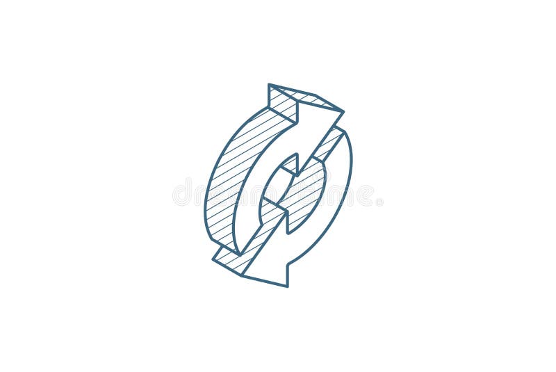 Refresh Three Arrow Rotate Isometric Icon. 3d Line Art Technical ...