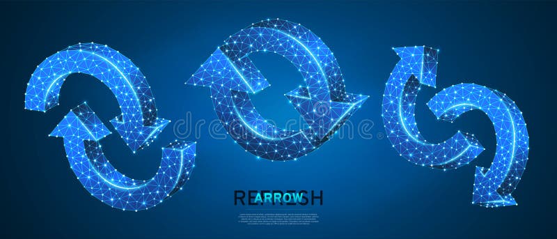 Refresh Circular Arrows Symbol Set. Low Poly, Wireframe, Digital 3d ...