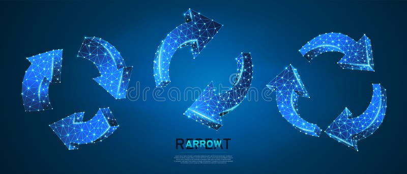 Refresh Circular Arrows Symbol Set. Low Poly, Wireframe, Digital 3d ...