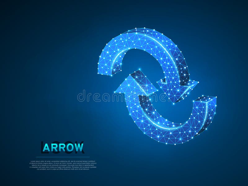 Refresh Circular Arrows Symbol. Wireframe Digital Vector Neon 3d ...
