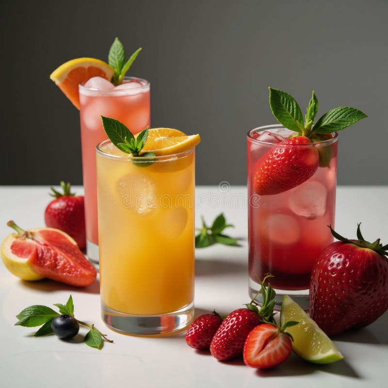 Refresh Drinks with Fruit Plant Dcor Fruityvegetal Infusions Stock ...