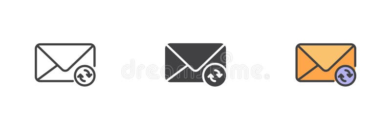 Refresh Email Icon Set in Line, Solid and Filled Outline Style Stock ...