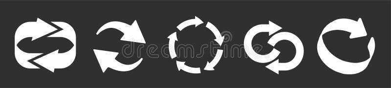 Refresh Icons Set Isolated on Black. Reload Icon Vector. Update Icon ...