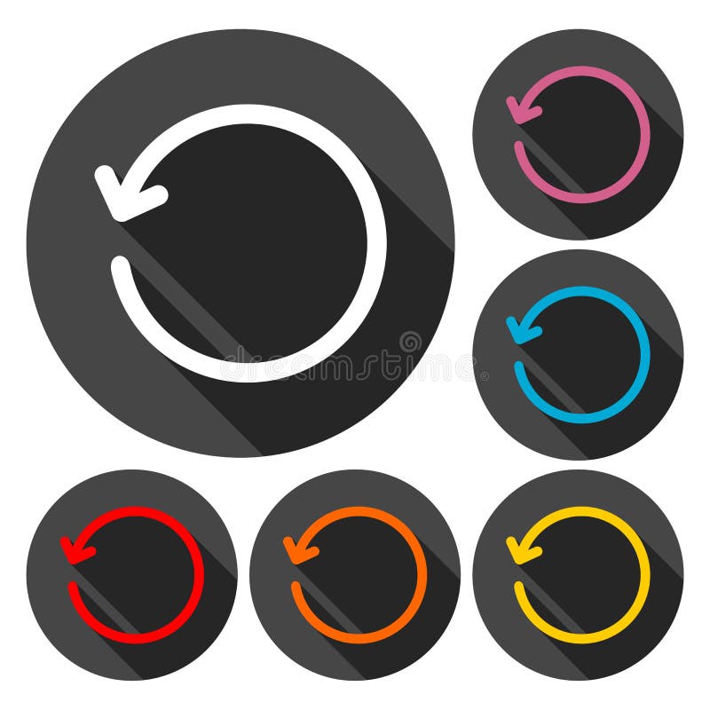 Refresh Icons Set with Long Shadow Stock Illustration - Illustration of ...