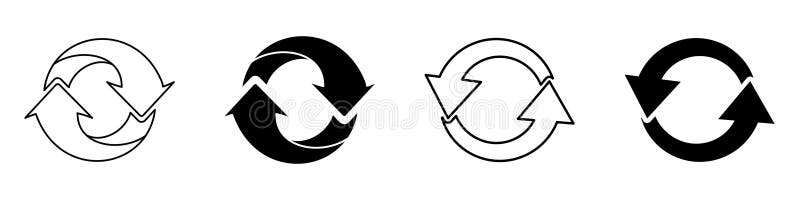 Refresh Icons Versions Set in Black Flat and Line Style Stock Vector ...
