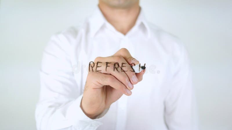 Refresh, Man Writing on Glass Stock Photo - Image of work, teacher ...