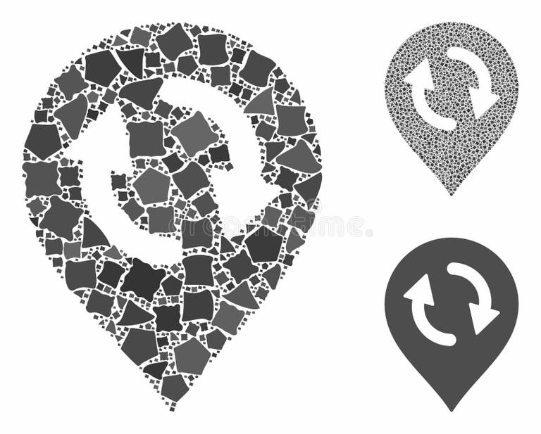 Refresh Map Marker Mosaic Icon of Raggy Elements Stock Vector ...