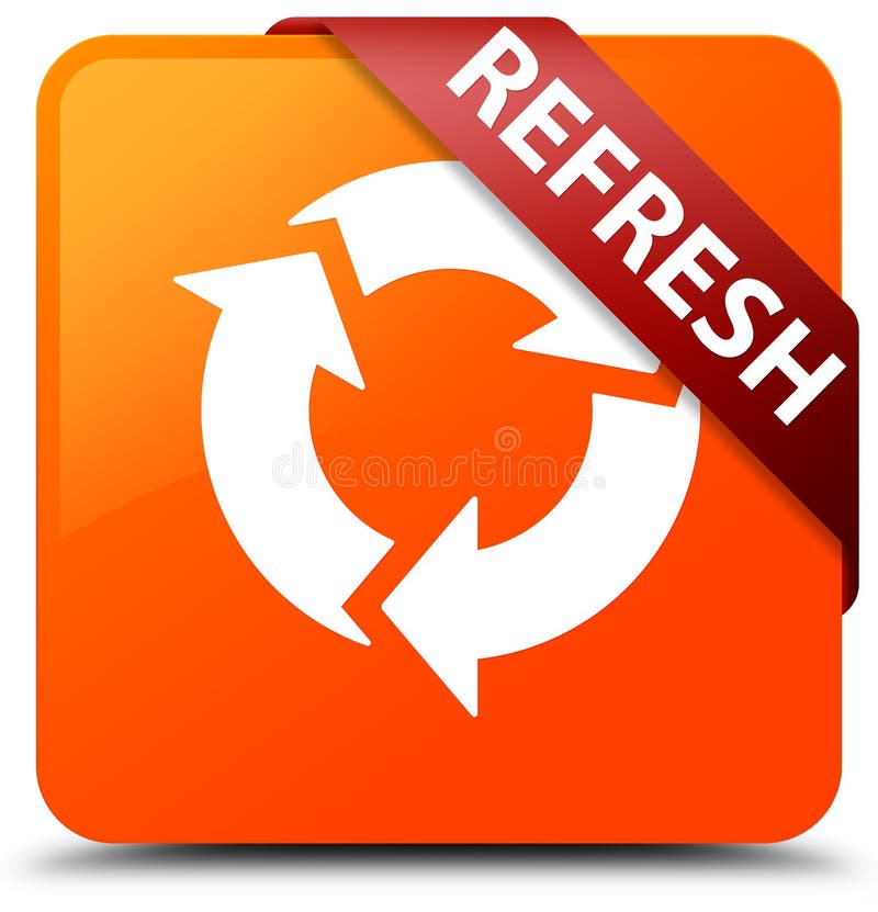 Refresh Orange Square Button Red Ribbon in Corner Stock Illustration ...