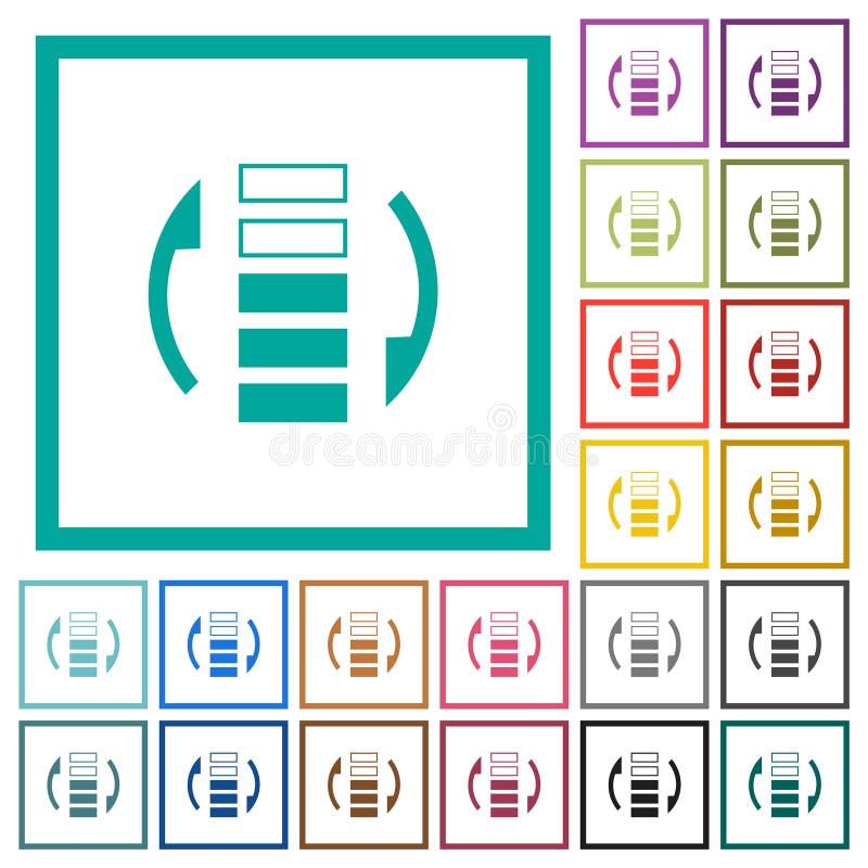 Refresh Rate Flat Color Icons with Quadrant Frames Stock Vector ...