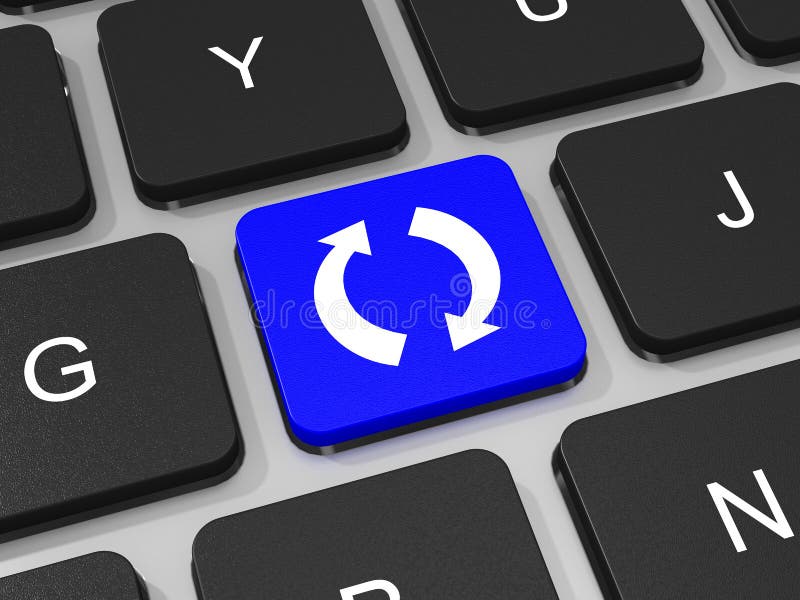 Refresh or Recycle Key on Keyboard of Laptop Computer. Stock ...