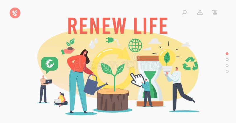 Refresh and Renew Life Landing Page Template. Tiny Characters Restart ...