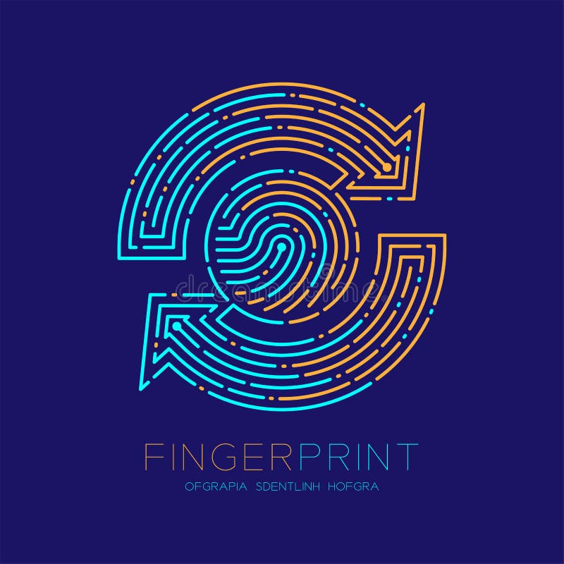 Refresh Sign Fingerprint Scan Pattern Logo Dash Line, Digital Data ...