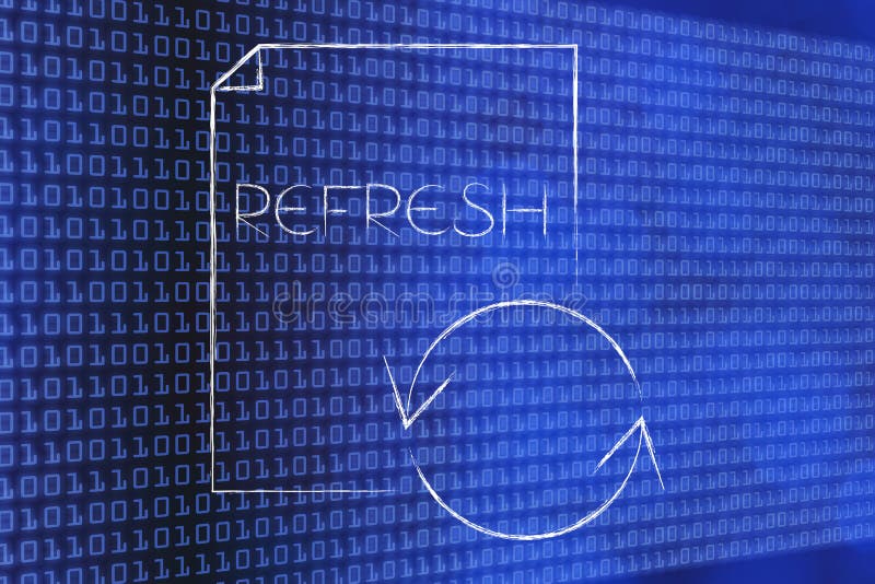 Refresh Symbol with Text and Arrow Over a Page Stock Illustration ...