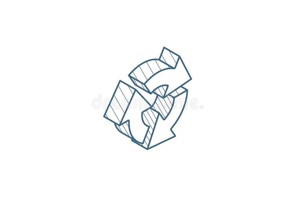 Refresh Three Arrow Rotate Isometric Icon. 3d Line Art Technical ...