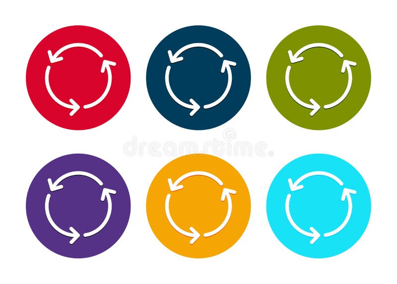 Refresh Update Icon Modern Flat Round Button Set Illustration Stock ...