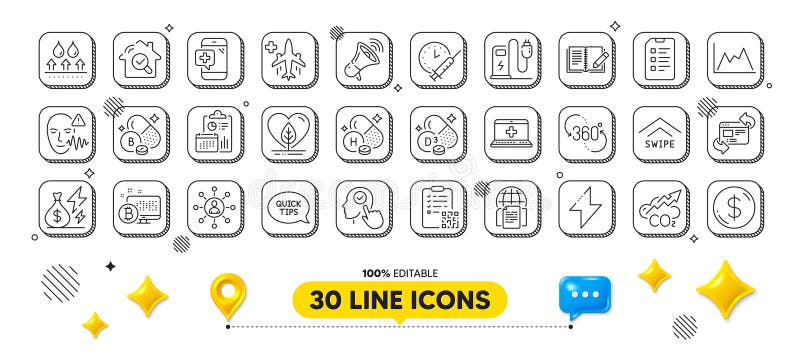 Refresh Website, Internet Documents and Megaphone Line Icons Pack. for Web App. 3d Design ...