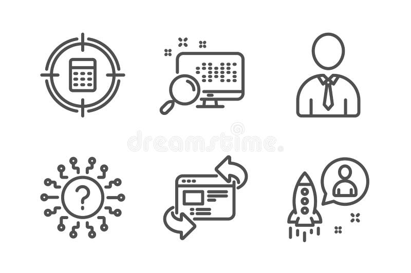 Refresh Website, Search and Question Mark Icons Set. Human, Calculator ...