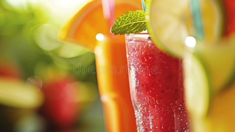Refresh Your Senses with Our Menu of Tropical Fruit Juices Stock Photo ...