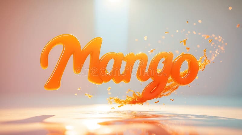 Refreshed Mango Text Design with Splash Effect on a Light Background ...
