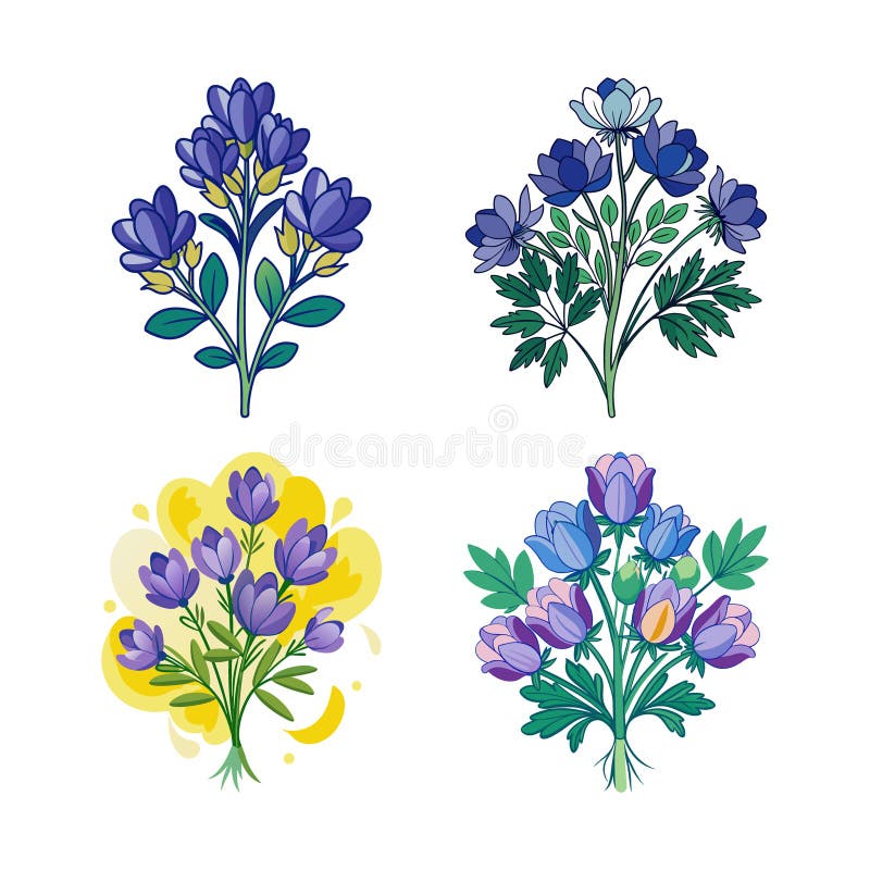 Refreshing Aconite Flower Bouquet Design Illustration Stock Vector ...