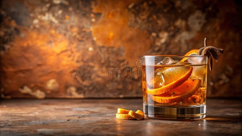 A Refreshing Amber Beverage with Citrus and Spice. Generative AI Stock ...